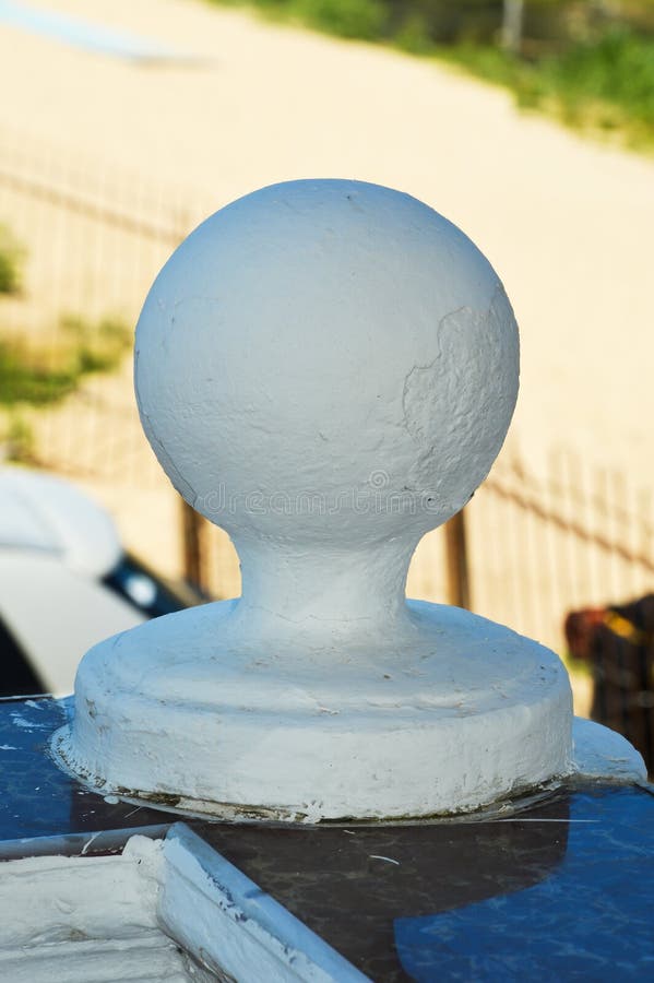 Architectural Element on the Balcony, the Capital is White. Background ...