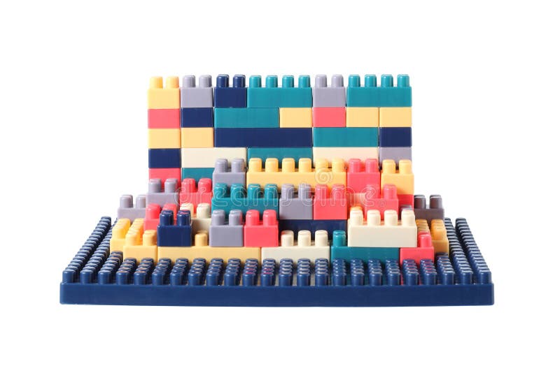 Small Plastic Building Blocks on White Background Stock Image - Image ...