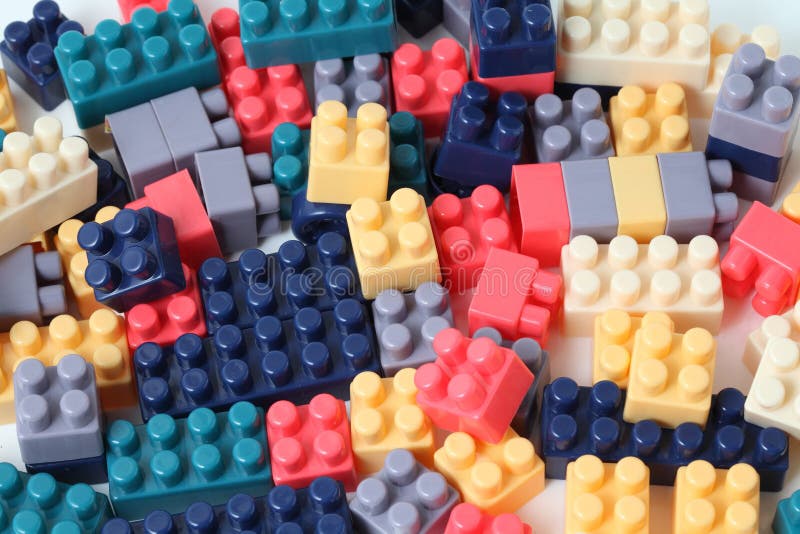 Small Plastic Building Blocks on White Background Stock Photo - Image ...