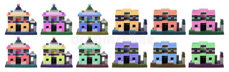 Small Plastic Building Blocks on White Background Stock Image - Image ...