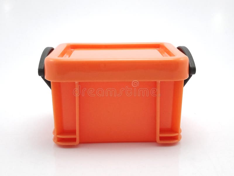 Small Plastic Orange Storage Box with Lid on Top and Locks on Sides ...