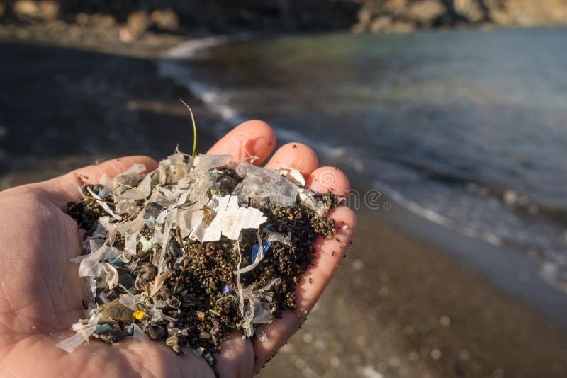 Microplastics on Sand Beach Stock Photo - Image of bottle, polluted ...