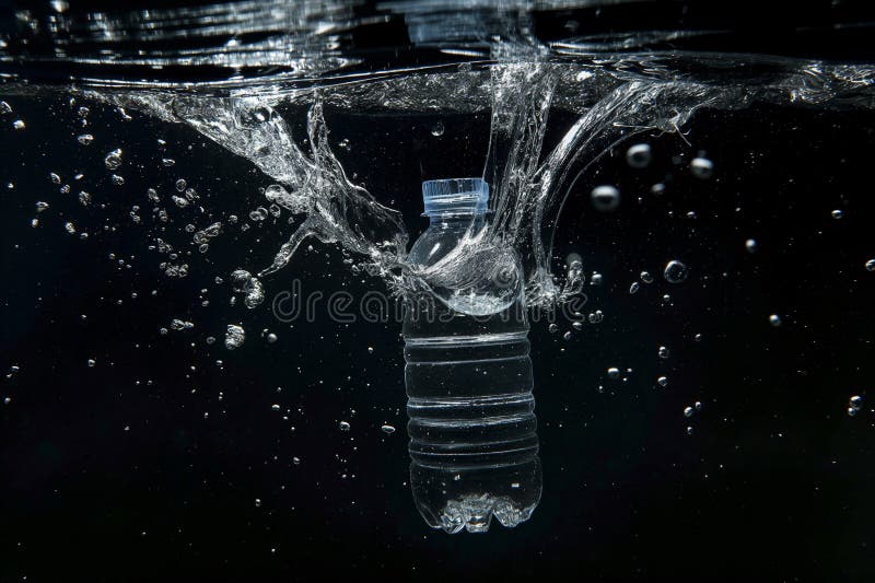 Small Plastic Water Bottle Falling in Water Splash Background Stock ...