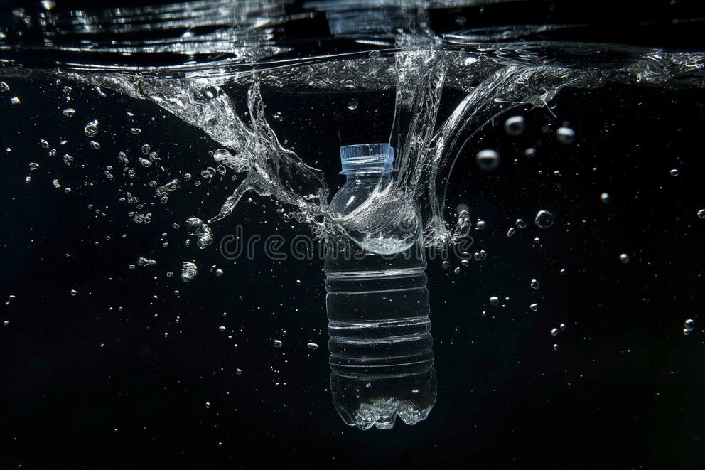 Small Plastic Water Bottle Falling in Water Splash Background Stock ...