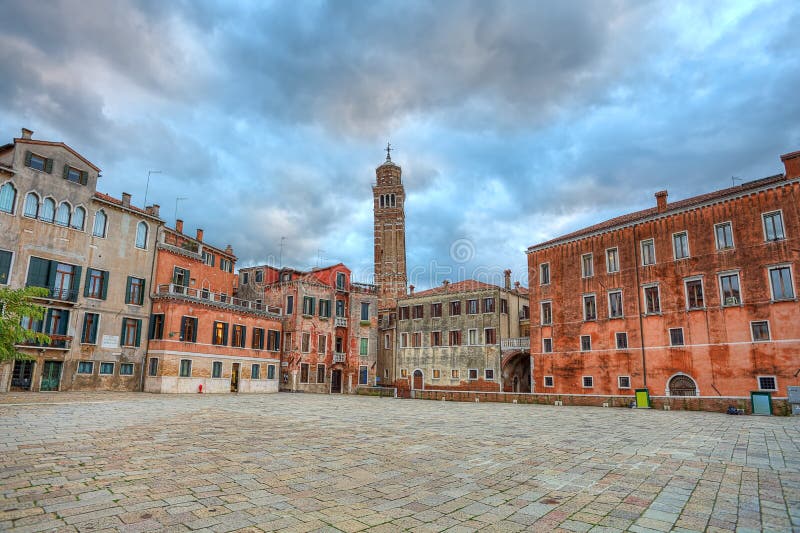 Small Plaza among Houses. Venice, Italy. Stock Photo - Image of piazza ...