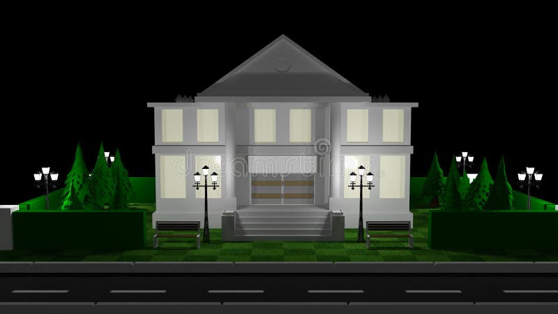 Small Plot with a House and Trees Stock Illustration - Illustration of ...