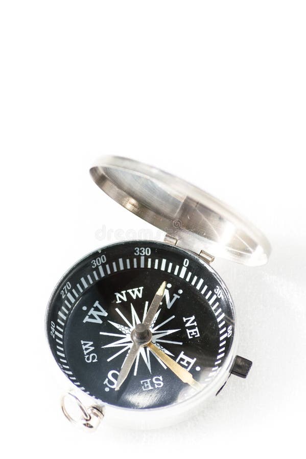 Small Pocket Compass Isolated On White Background Stock Image - Image ...