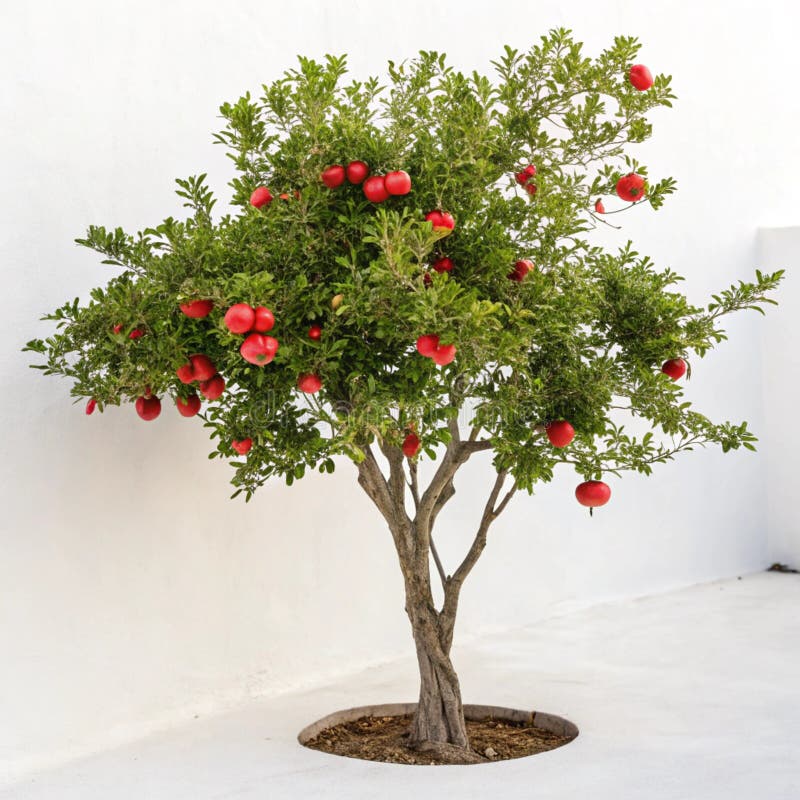 Small Pomegranate Tree with Pomegranate on White Background Stock ...