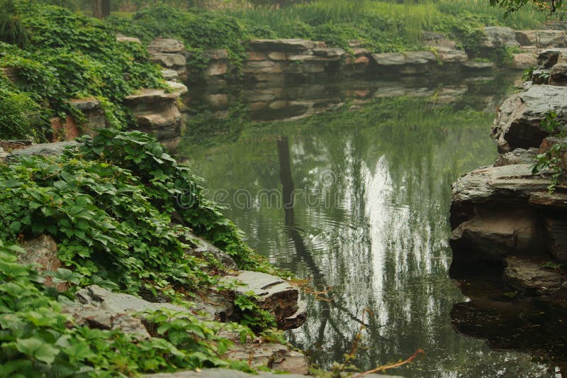 Small Pond in Park of Beijing Stock Image - Image of bush, plant: 46321649