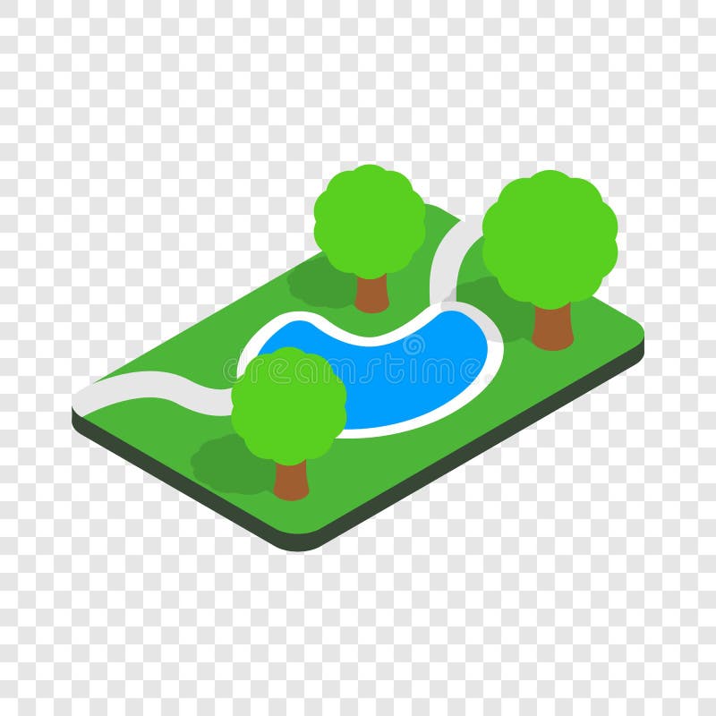 Small Pond in the Park Isometric Icon Stock Vector - Illustration of ...