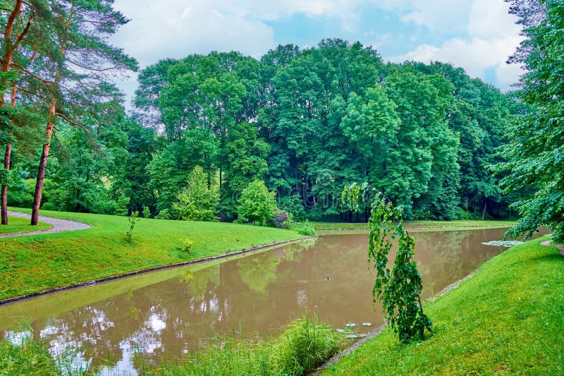 The Small Pond in Sofiyivsky Park, Uman, Ukraine Stock Image - Image of ...