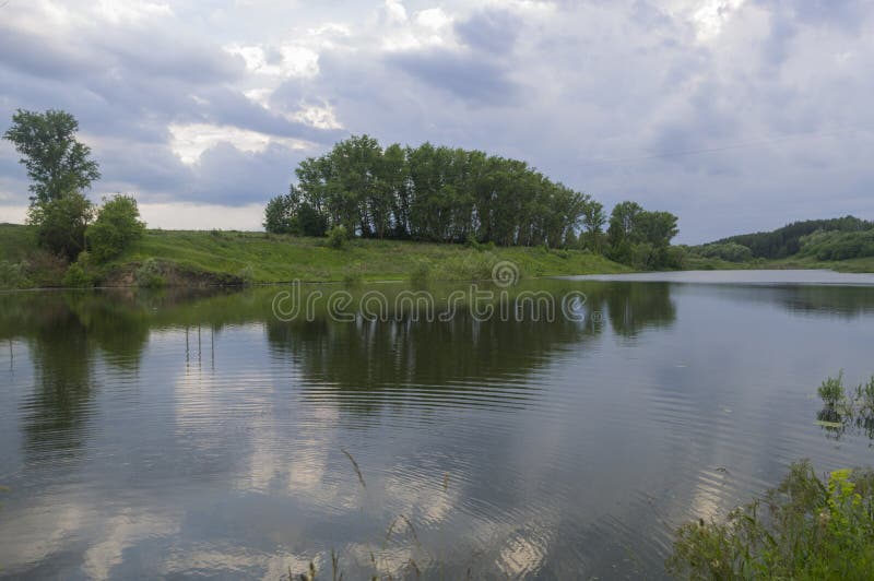 Small Pond on a Summer Evening Stock Photo - Image of pond, beauty ...