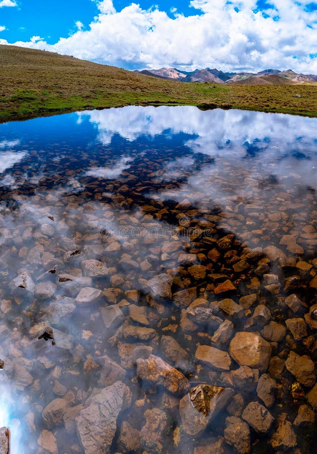 Small Pool of Water Formed by the Rains in the Andes, Peru, Reflecting ...