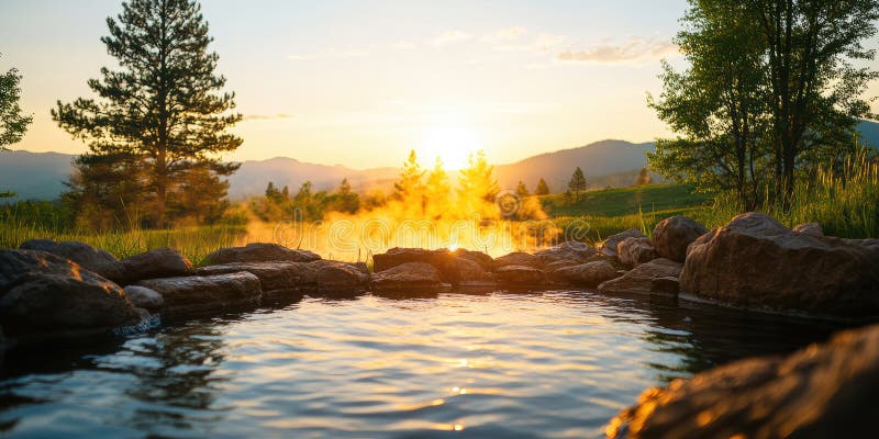 A Small Pool of Water with a Large Rock in the Middle Stock ...