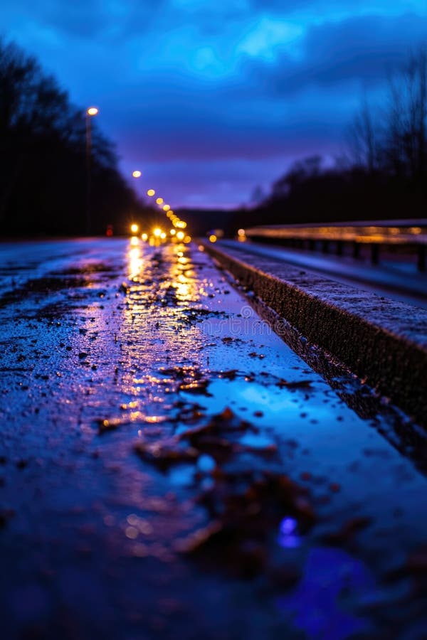 Roadside Puddle Water stock image. Image of surface - 388567839