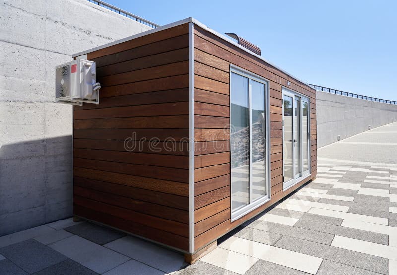 Small Portable Building an Office for Workers or Security Stock Image ...