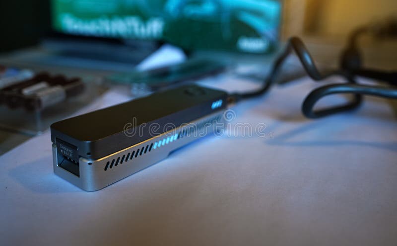 Small Portable DNA Flow Cell Sequencer, Closeup Shallow Depth of Field ...