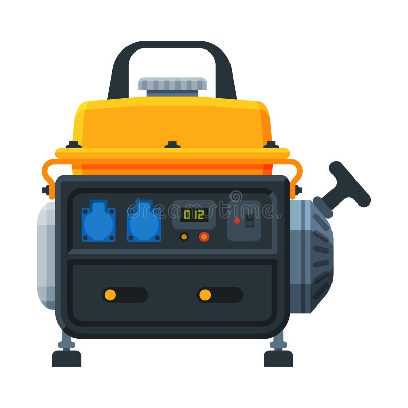 Small Portable Power Generator, Electrical Engine Equipment Vector ...