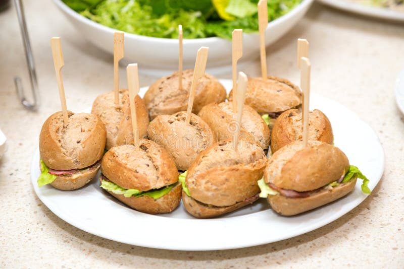 Small Portioned Sandwiches in the Cafe Stock Image - Image of chicken ...