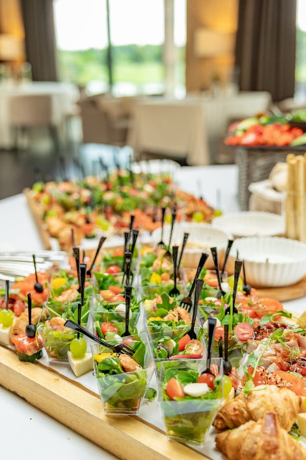 Small Portions of Salads at the Buffet Table. Restaurant Catering Stock ...
