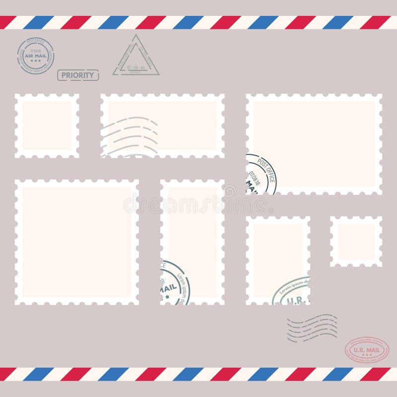 Small post stamps stock vector. Illustration of background - 100389791