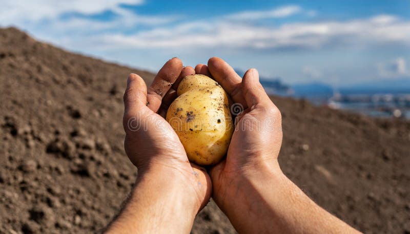 A Small Potato between Two Hands Stock Illustration - Illustration of ...