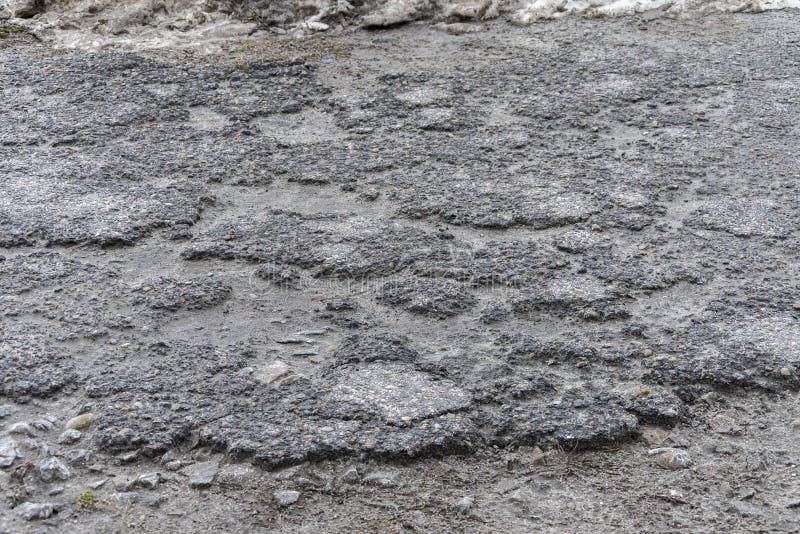 Small Potholes on the Asphalt Road, Pits and Destroyed Road Surface ...