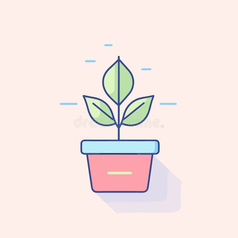 Vector of a Small Potted Plant with a Green Leaf Icon Stock Vector ...