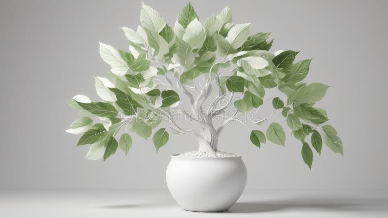 A Small Potted Tree with Green Leaves Stock Illustration - Illustration ...