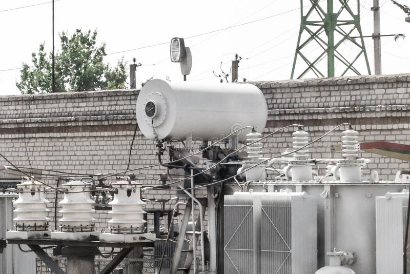 Small Power Substation of High Voltage Power Line Stock Photo - Image ...