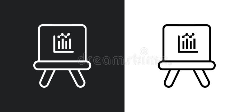 Small Presentation Board Outline Icon in White and Black Colors. Small ...