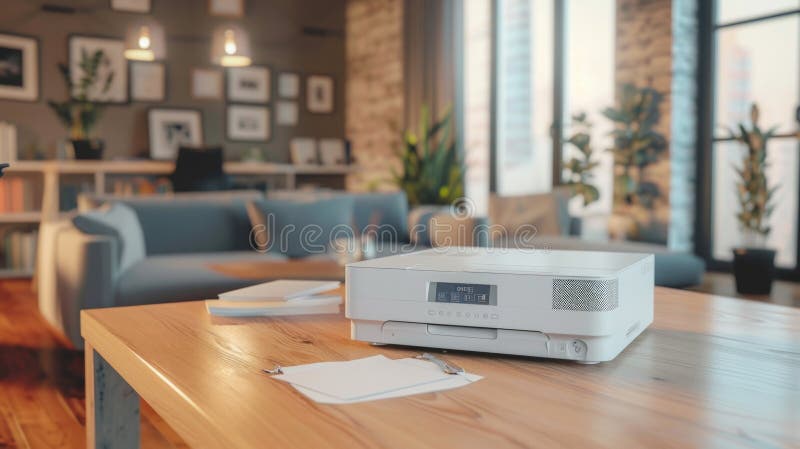 Small Printer in Loft Office. Contemporary Interior SOHO Stock Photo ...