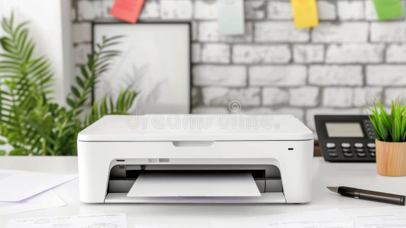 Small Printer in Loft Office. Contemporary Interior SOHO Stock Image ...