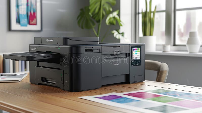 Small Printer in Loft Office. Contemporary Interior SOHO Stock Photo ...