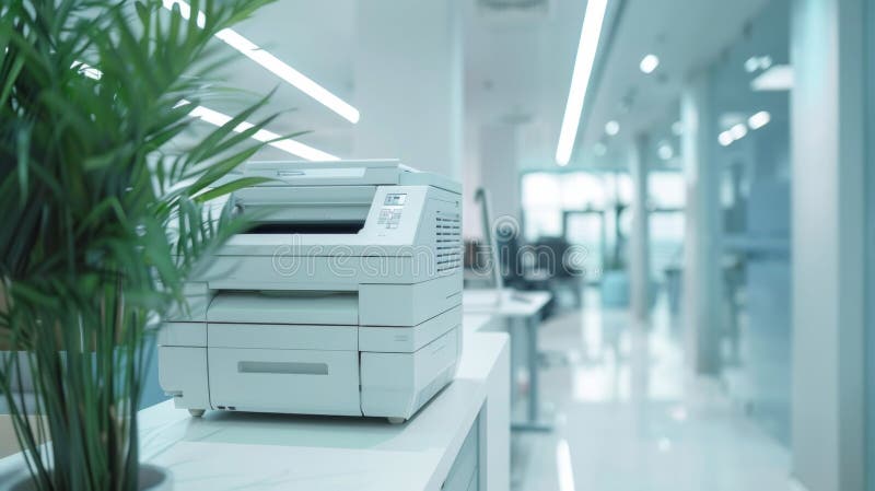 Small Printer in Loft Office. Contemporary Interior SOHO Stock Image ...