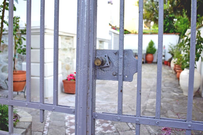 Small Private Backyard Behind the Gate Stock Image - Image of small ...