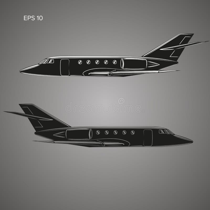 Small Private Jet Vector. Business Jet Illustration. Luxury Twin Engine ...