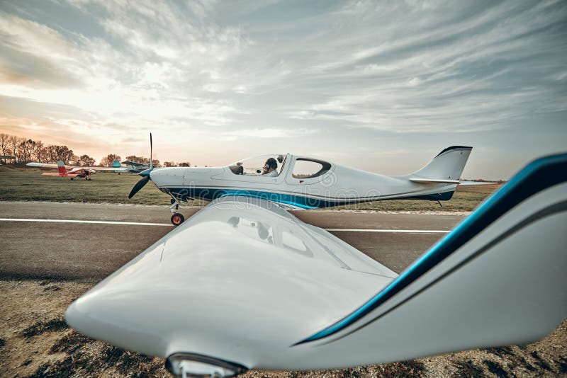 Small Private Plane Ready To Fly Stock Image - Image of headset ...