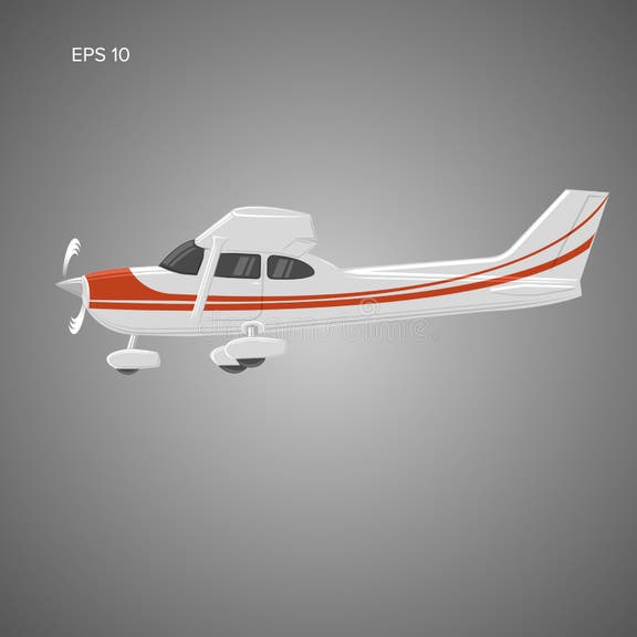 Small Private Plane Vector Illustration. Single Engine Propelled ...