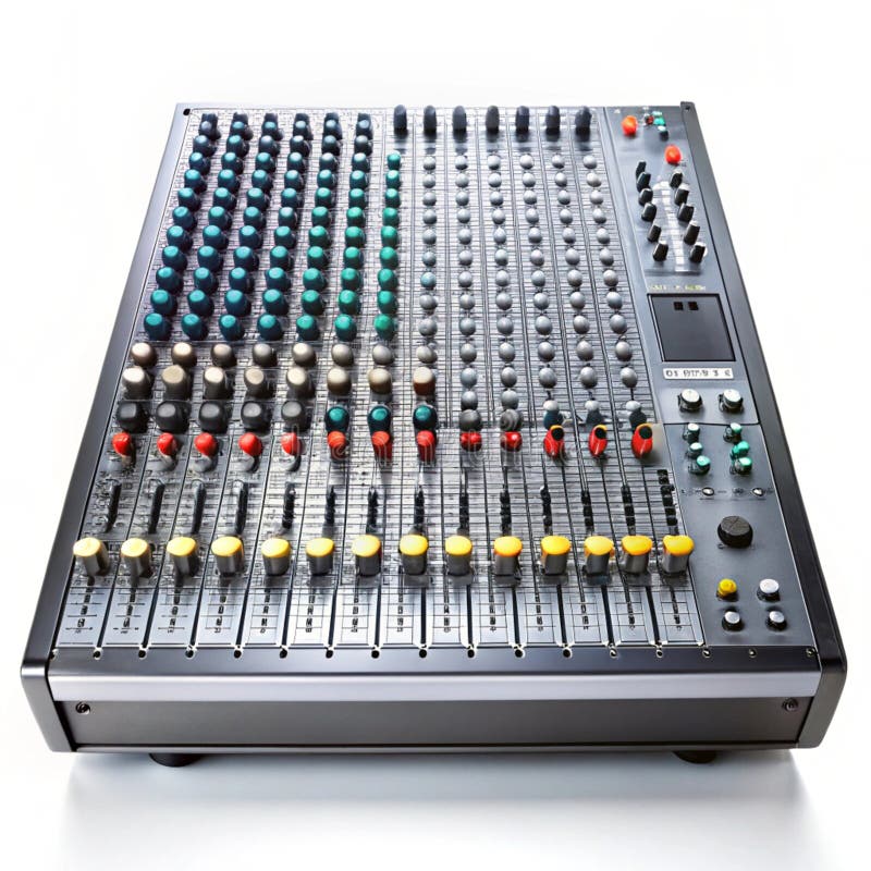 Compact Audio Mixing Console Isolated on White Background Stock ...