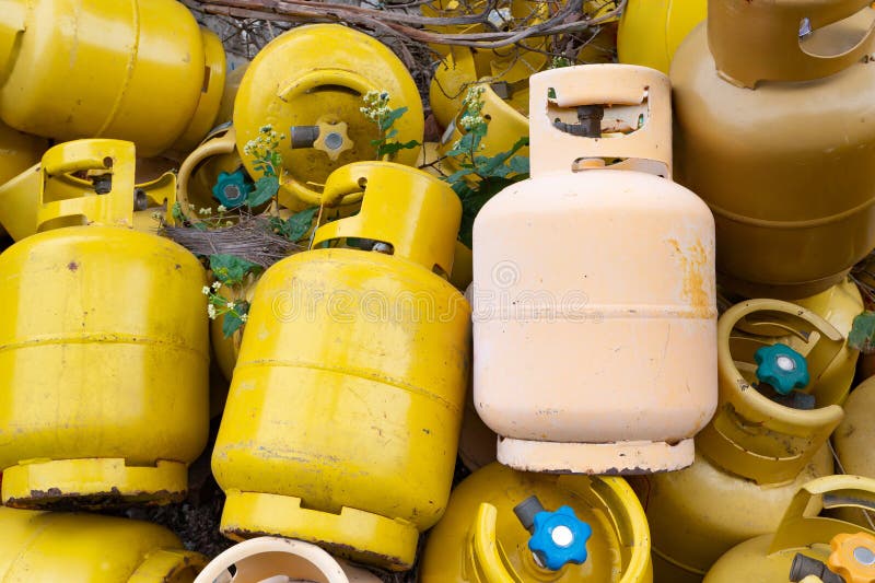 Small Propane Tanks in the Outdoor Stock Image - Image of butane ...