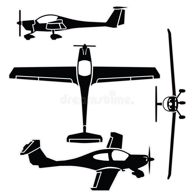 Small Propeller Airplane Vector Set with Outline Stock Vector ...