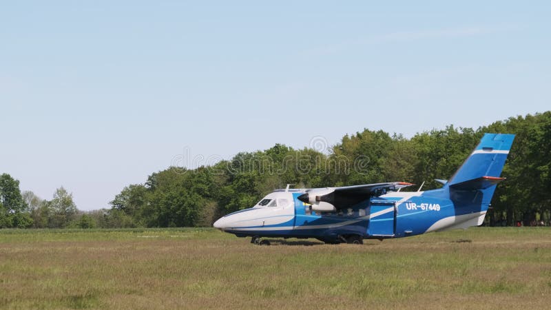 Small Old Propeller Plane Preparing for Takeoff Standing on Runway in ...