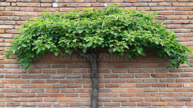 A Small, Pruned Tree with Vibrant Green Foliage Growing from a Thick ...