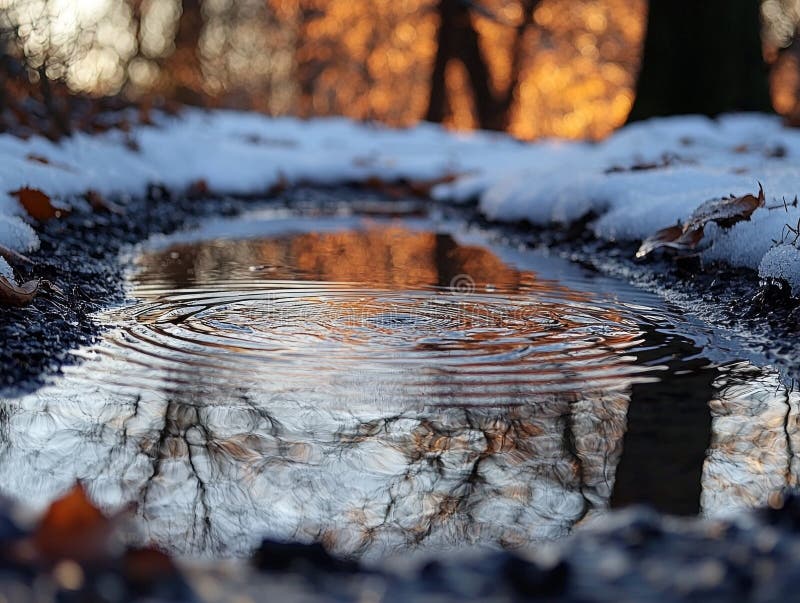 Small Puddle Captures Ripples from Falling Droplets Surrounded Melting ...