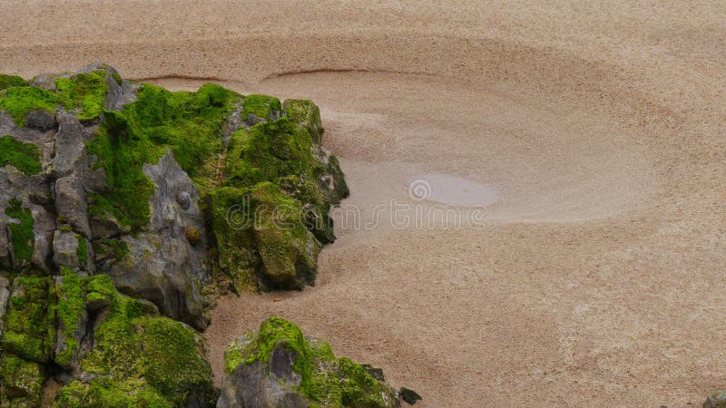 Small Puddle on a Beach after Rain, with Large Rocks and Coastal ...