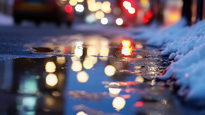 A Small Puddle of Water on an Urban Street, Perfect for Illustrations ...