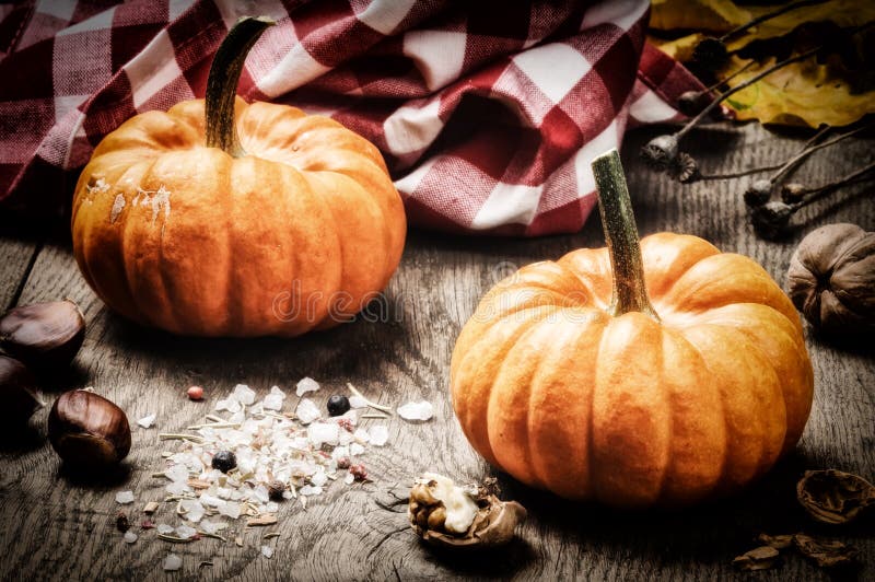 Small Pumpkins in Autumn Setting Stock Image - Image of diet, bake ...