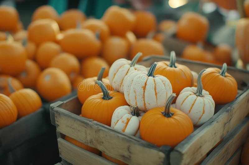 Small Pumpkins in a Boxes for Sale Ai Photo Stock Illustration ...