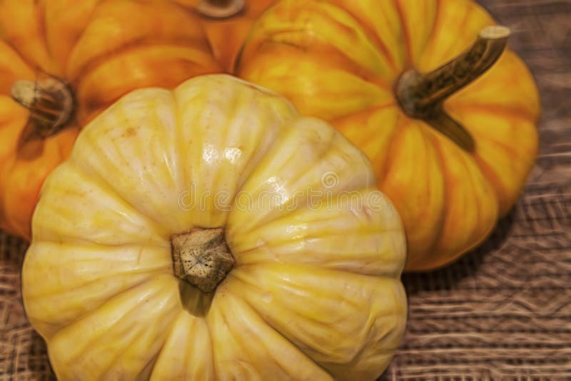 Small Pumpkins on Wicker Fabric Stock Photo - Image of fabric, emotion ...